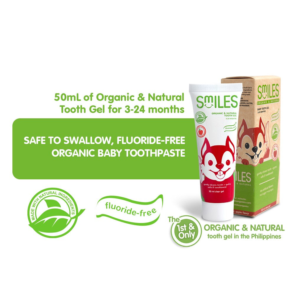 Smiles Organic & Natural Baby Tooth Gel (Organic Apple Flavor ...